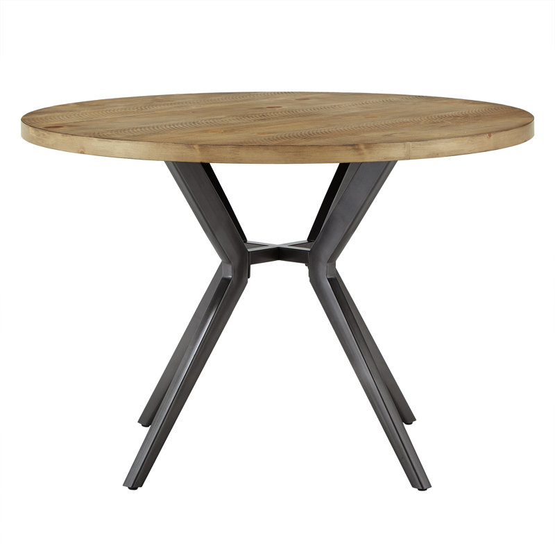 Mercury Row® Etna Round Solid Wood Top Metal Base Dining Table & Reviews | Wayfair